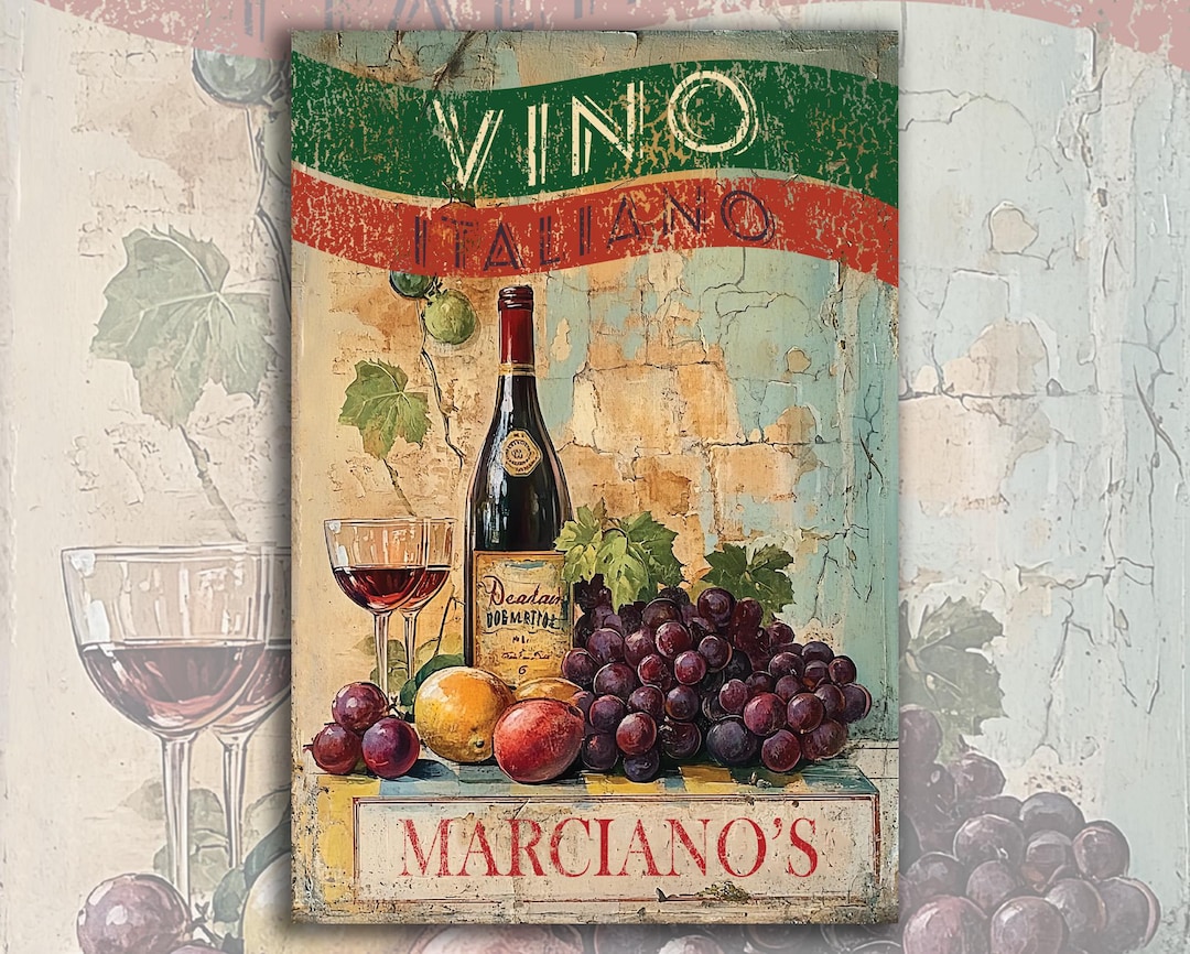 Italian Wine Cellar Sign Personalized Gift. Vintage-style. Metal Sign ...