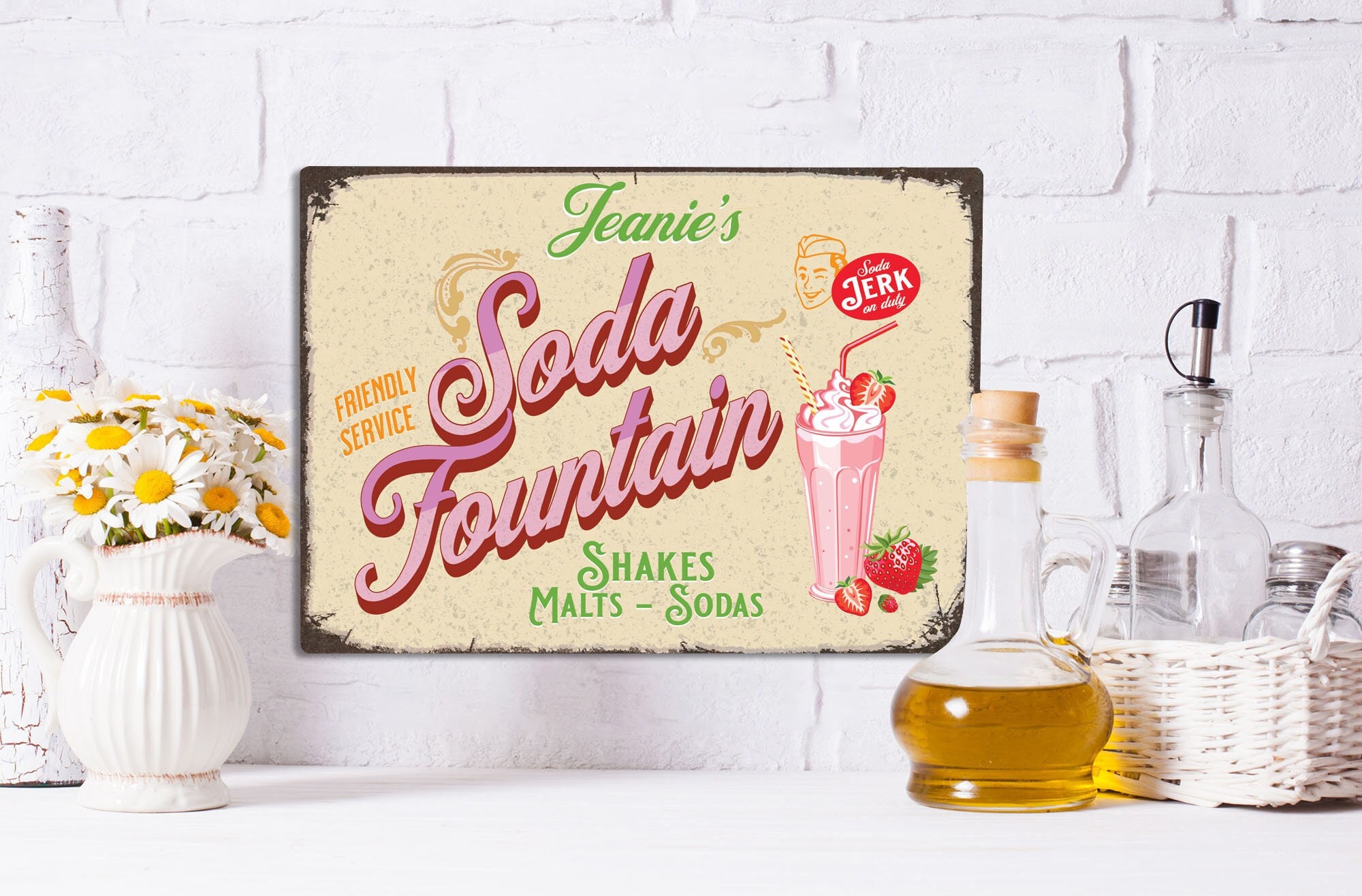 Soda Fountain Sign Personalized. Vintage Style Retro Metal - Etsy