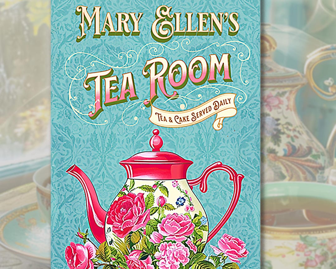 Vintage-style Tea Room Sign. Perfect Gift for Tea Lovers Tea Kettle ...