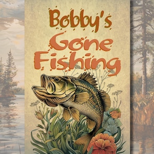 Gone Fishing Sign, Personalized. Vintage Style Retro Metal Sign for ...