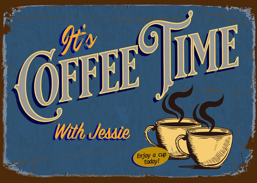 Personalized Coffee Bar Sign. Vintage Style Retro Metal Kitchen Sign ...