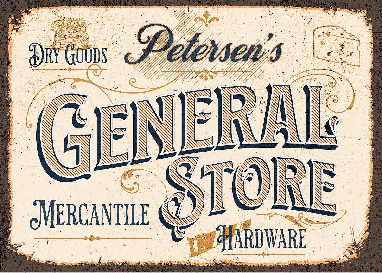 Personalized Vintage Style General Store Sign. Retro Kitchen Sign ...