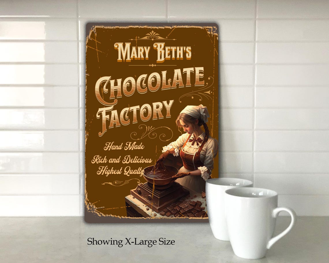 Personalized Chocolate Sign. Vintage Metal Kitchen Sign. Great Gift for ...