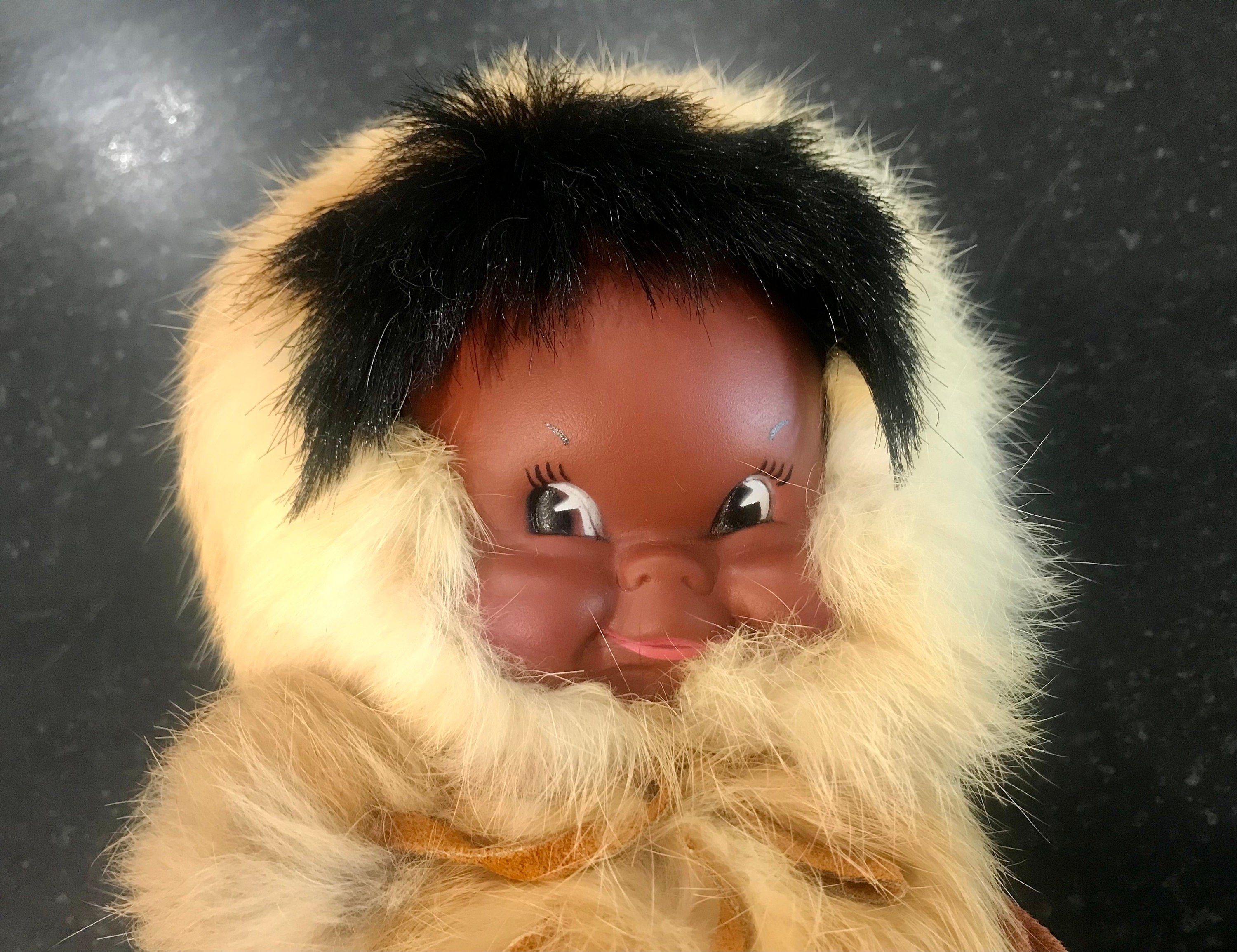 Vintage Indian Art Eskimo Dolls With Original Fur & Leather Clothing ...