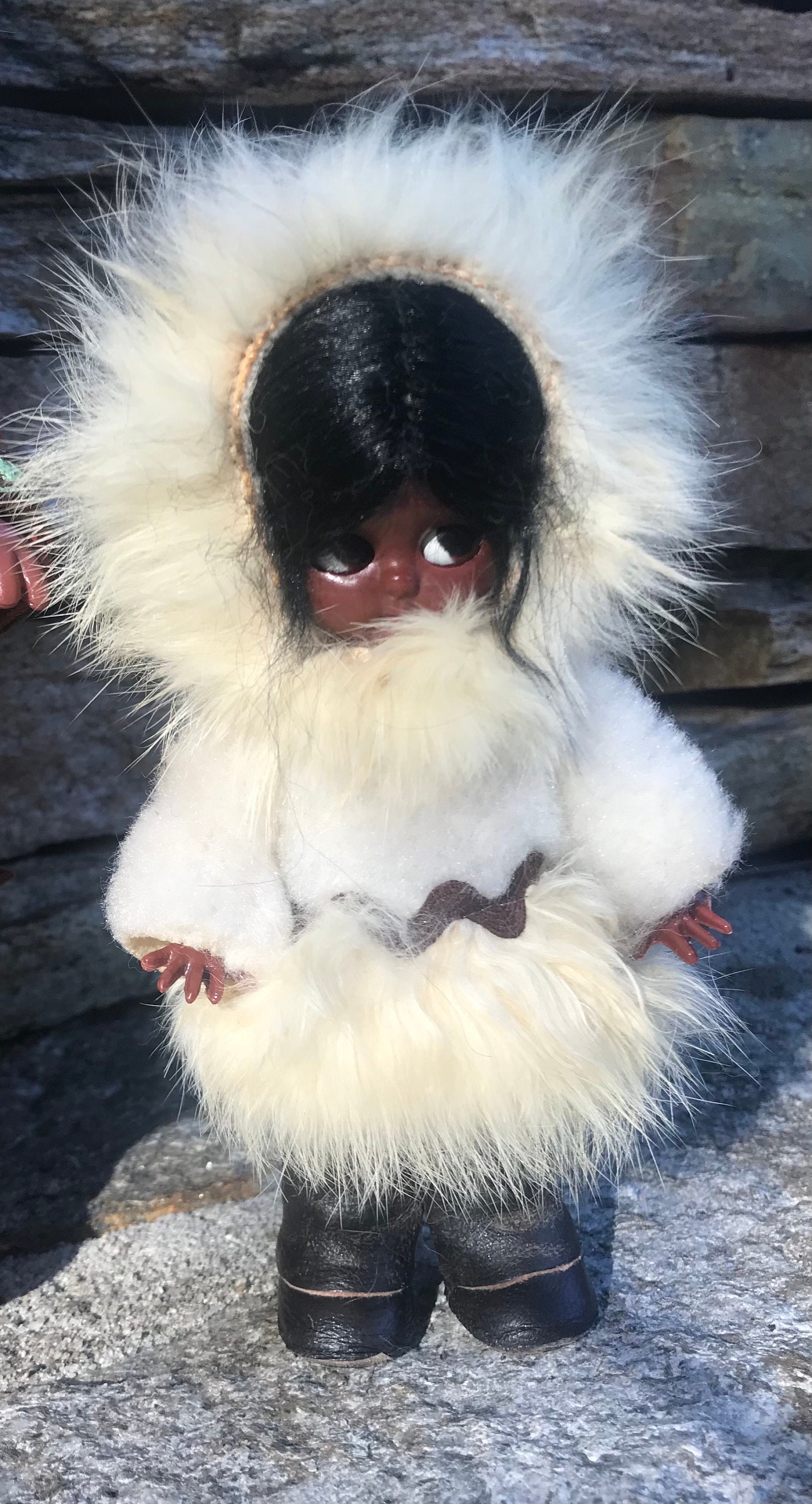 Vintage Indian Art Eskimo Dolls With Original Fur & Leather Clothing ...