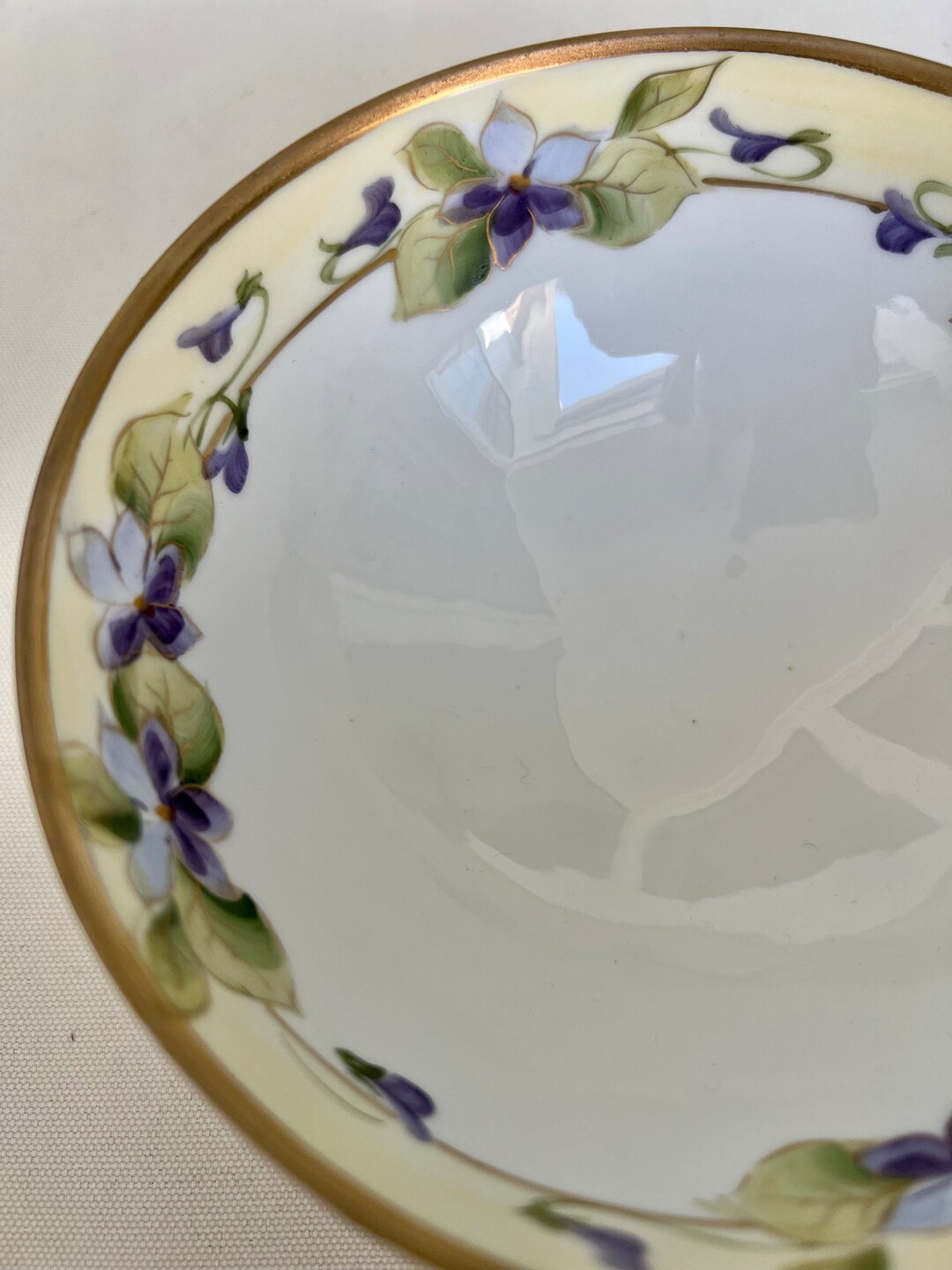 Vintage Nippon Hand Painted Porcelain Floral Bowl, 3 Footed Duck Design ...