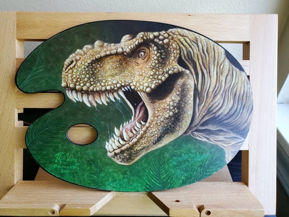 Jurassic Park T-rex Dinosaur Mounted Palette Print | Etsy