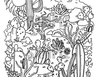 Desert Coloring Page | Etsy