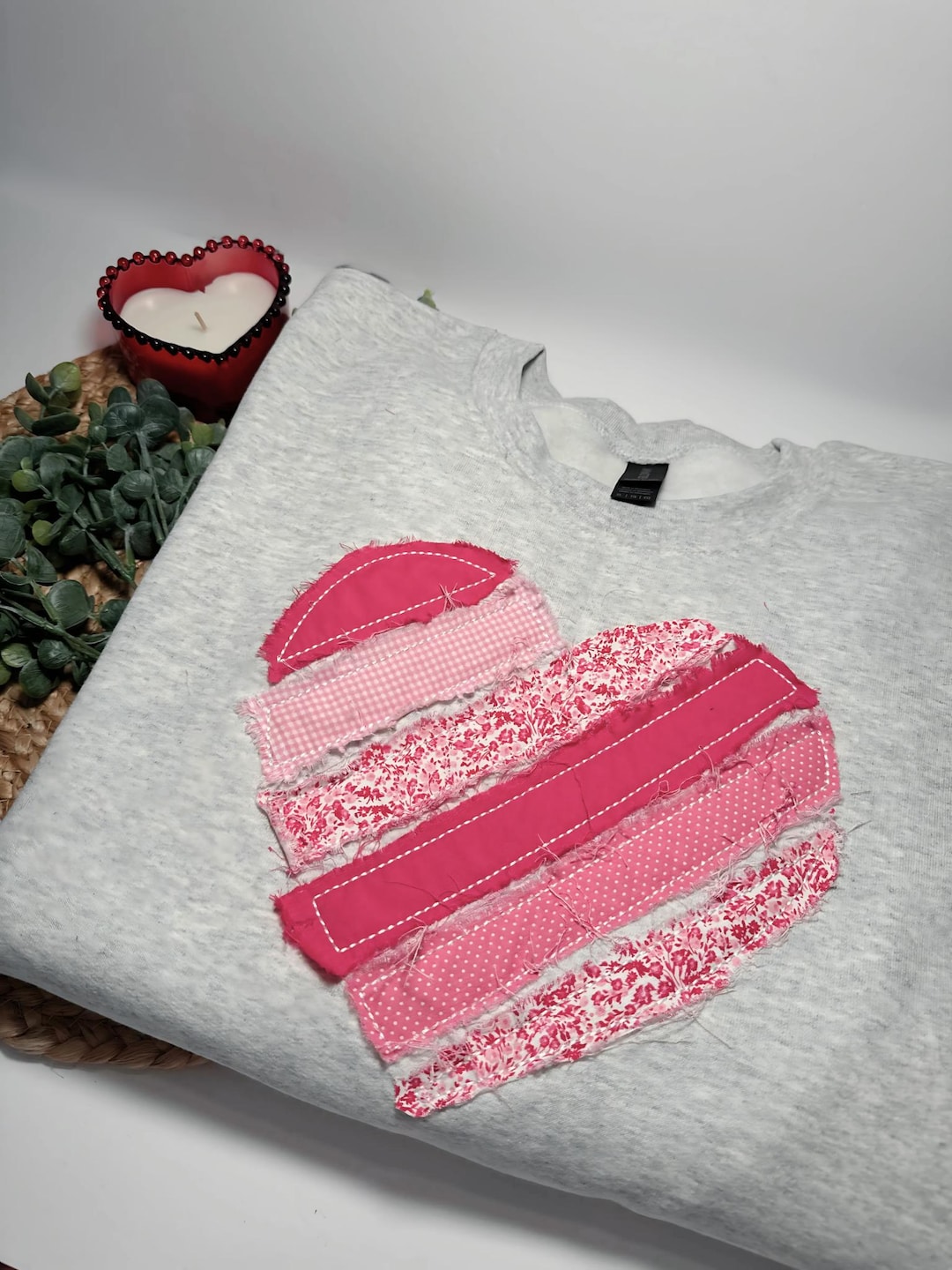 Handmade Patchwork Heart Sweatshirt or T-shirt - Pink and Floral ...
