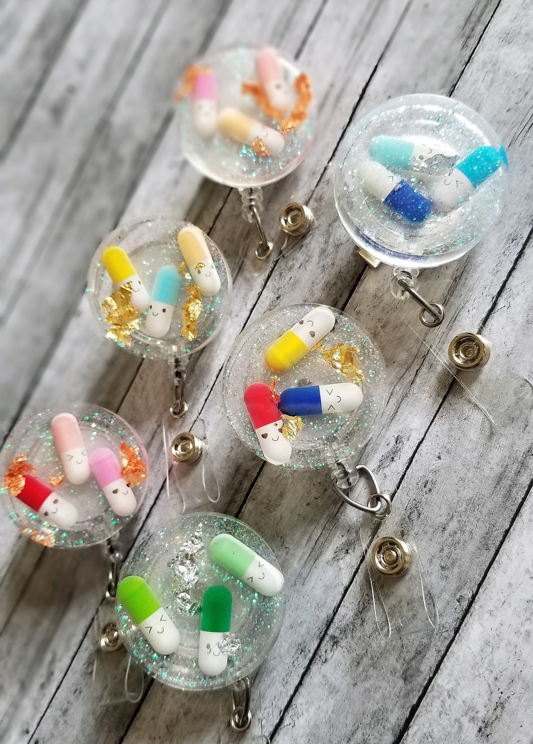 Glitter Pill Badge Reel: Pharmacy Tech Nurse ID Holder - Etsy