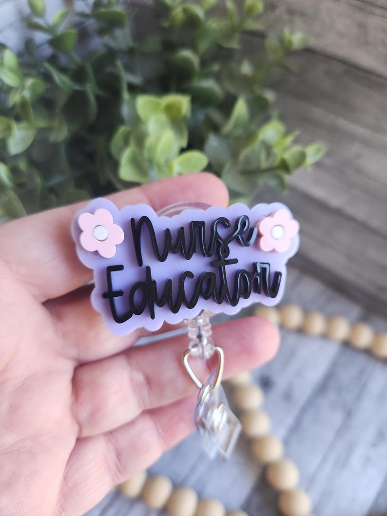 Nurse Educator Badge Reel, Purple Floral ID Holder - Etsy
