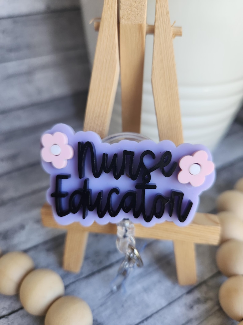 Nurse Educator Badge Reel, Purple Floral ID Holder - Etsy