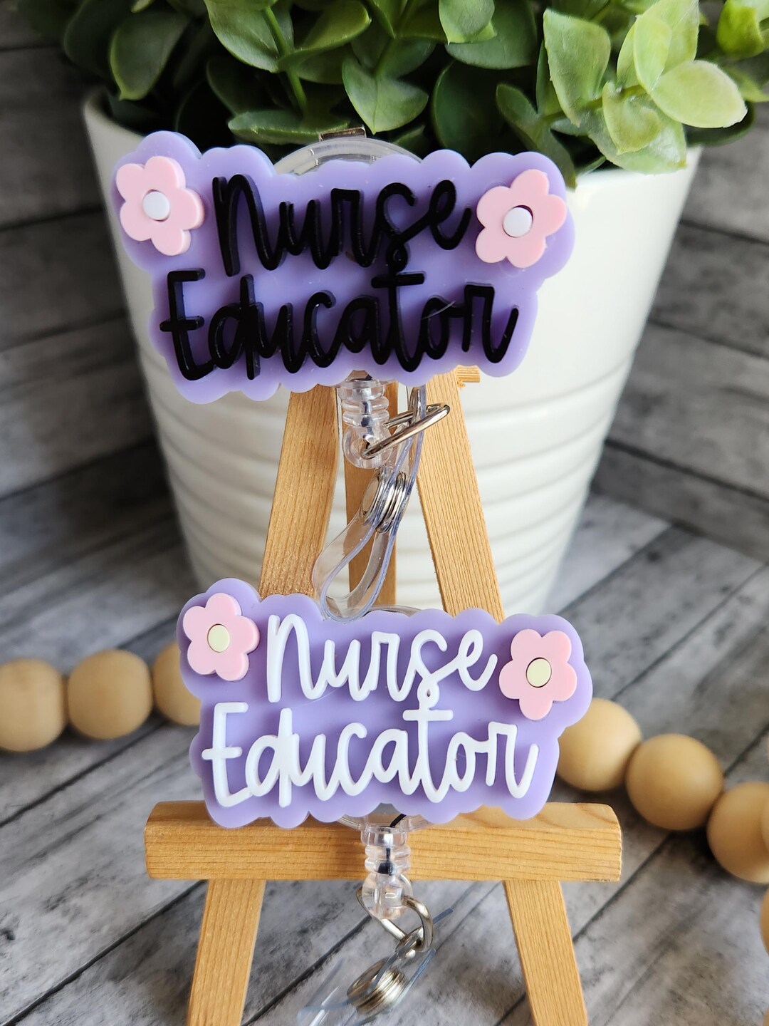 Nurse Educator Badge Reel, Purple Floral ID Holder - Etsy