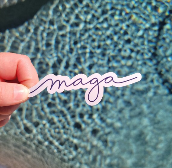 MAGA Cursive Sticker BW for Republican Water Bottle Laptop | Etsy