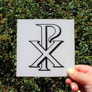 Chi Ro Outline Decal, Bumper Sticker for Catholic, Christian, Baptism ...