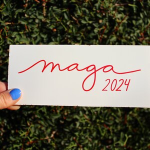 MAGA 2024 Cursive Decal for Trump Republican, Conservative, Bumper ...