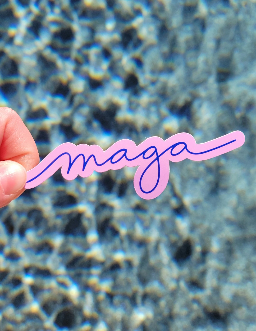 MAGA Cursive Sticker Pink Navy for Republican, Water Bottle, Laptop ...