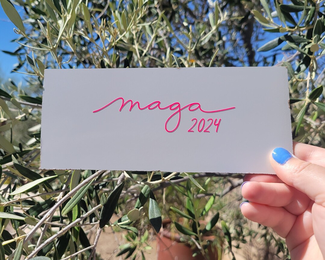 MAGA 2024 Cursive Decal for Trump Republican, Conservative, Bumper ...