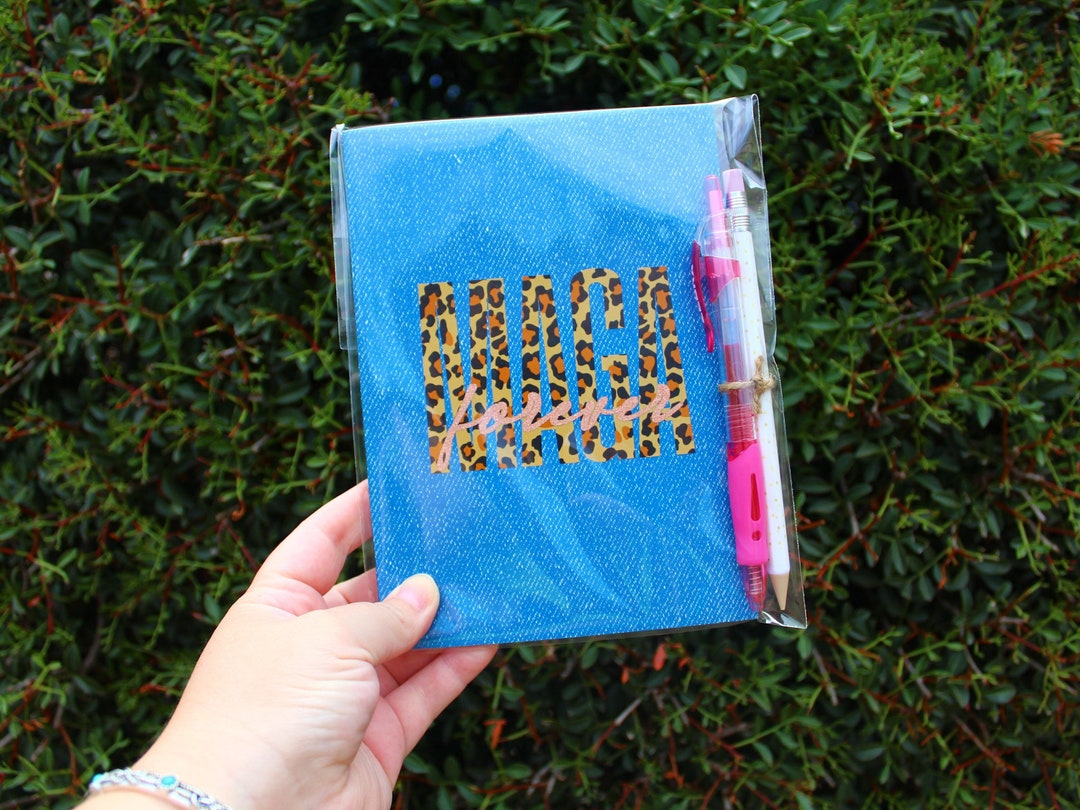 Maga Forever Notebook Denim Leopard Print and Rose Gold With Pen and ...