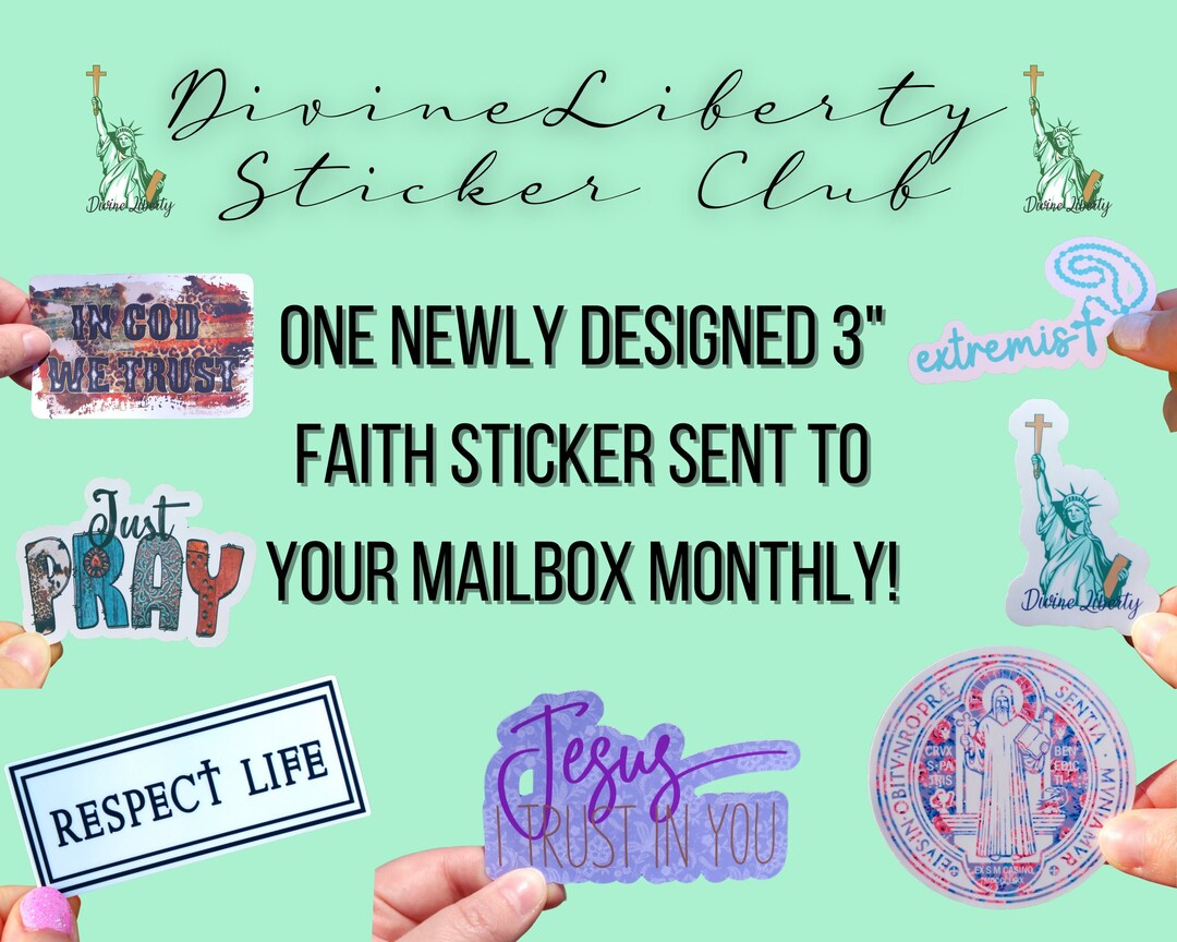 Faith Sticker Club, Monthly 3 Inch Faith Themed Sticker Delivery From ...