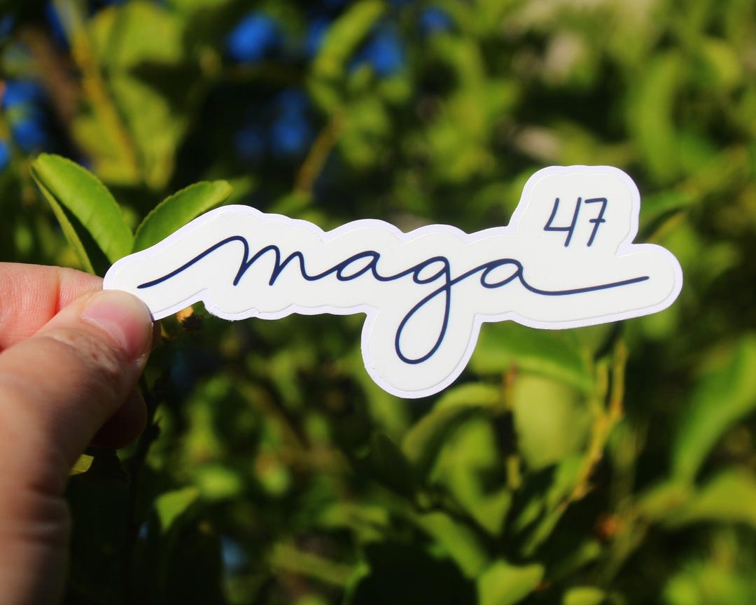 MAGA 47 Cursive Sticker BW for Trump 2024, Conservative, Republican ...