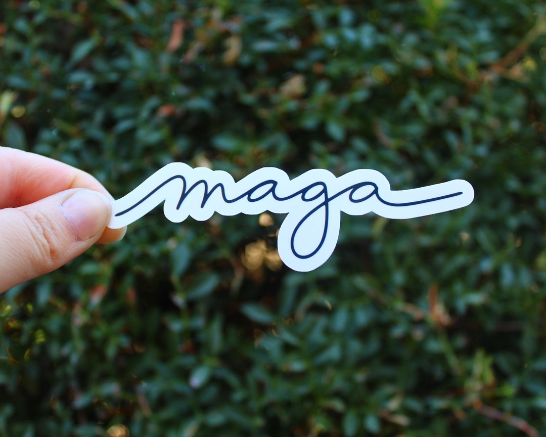 MAGA Cursive Sticker BW for Republican, Water Bottle, Laptop, Planner ...