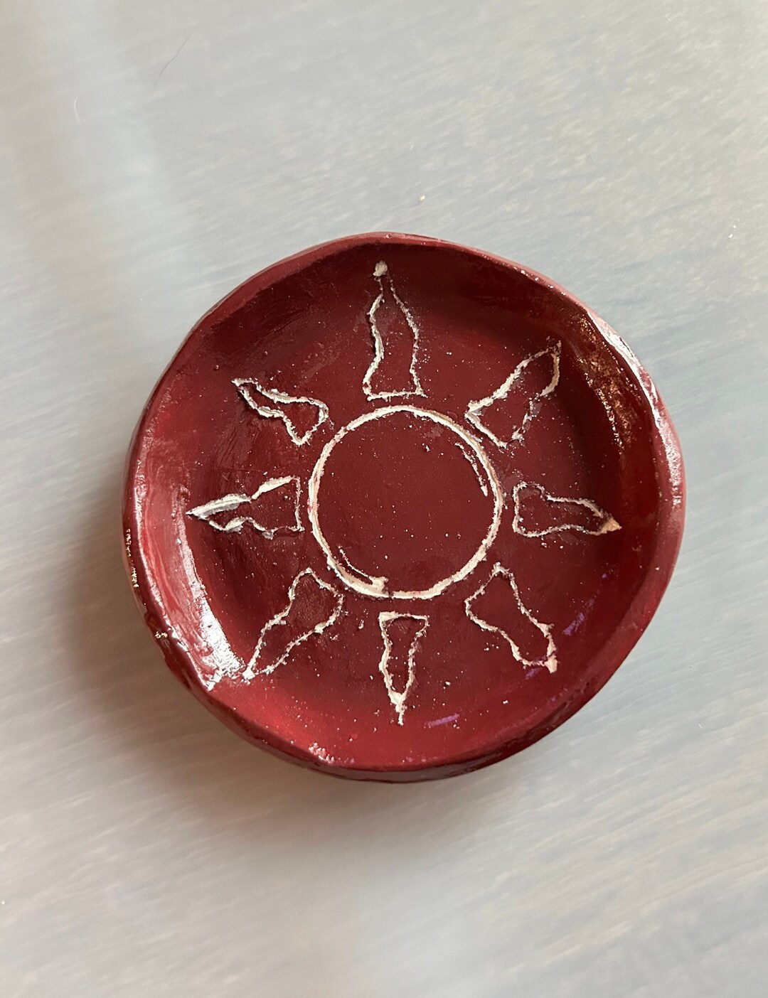 Sun Carved Dish Clay Trinket Dish Jewelry Holder - Etsy
