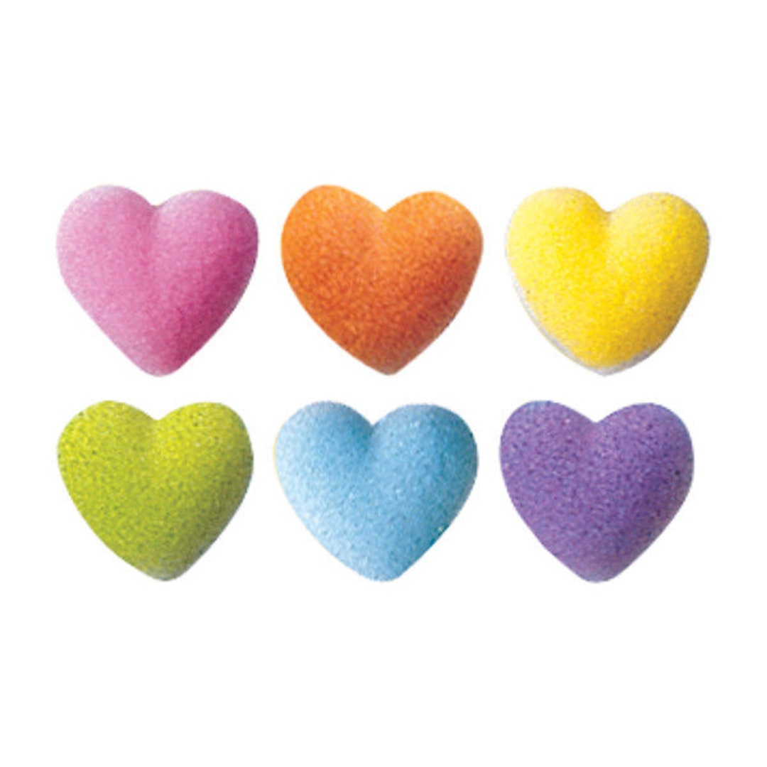 Valentine's Day Edible Rainbow Hearts, Sugar Layon, 24 Pieces, Cake ...