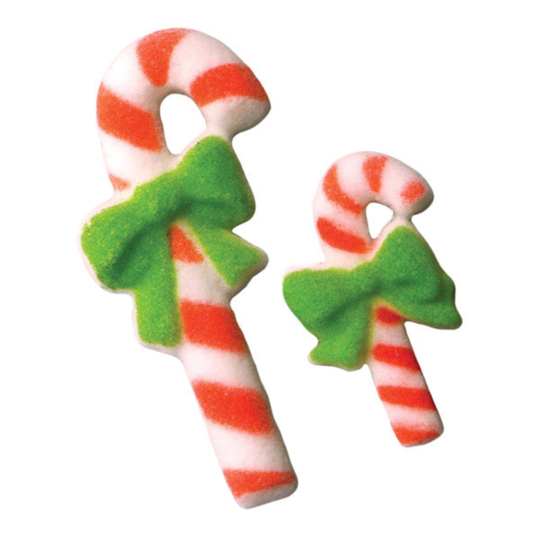 Edible Candy Cane Sugar Toppers, Christmas, Layons, Cake Decorations ...