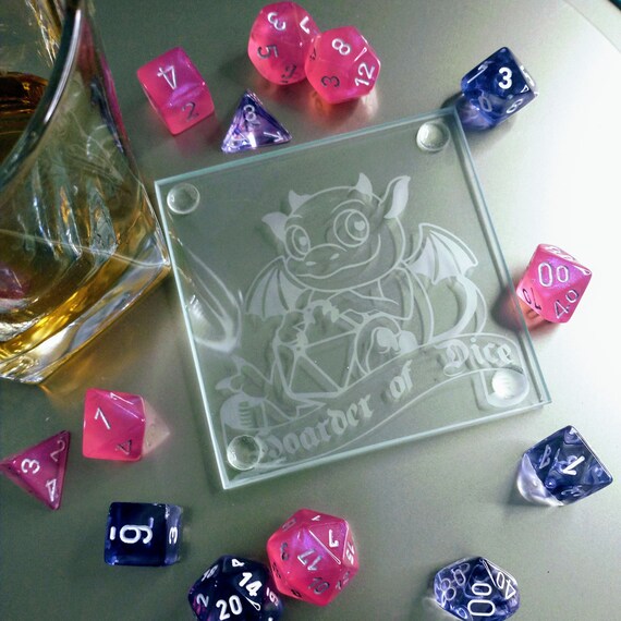 Dnd Glass Etched Coaster Hoarder of Dice | Etsy