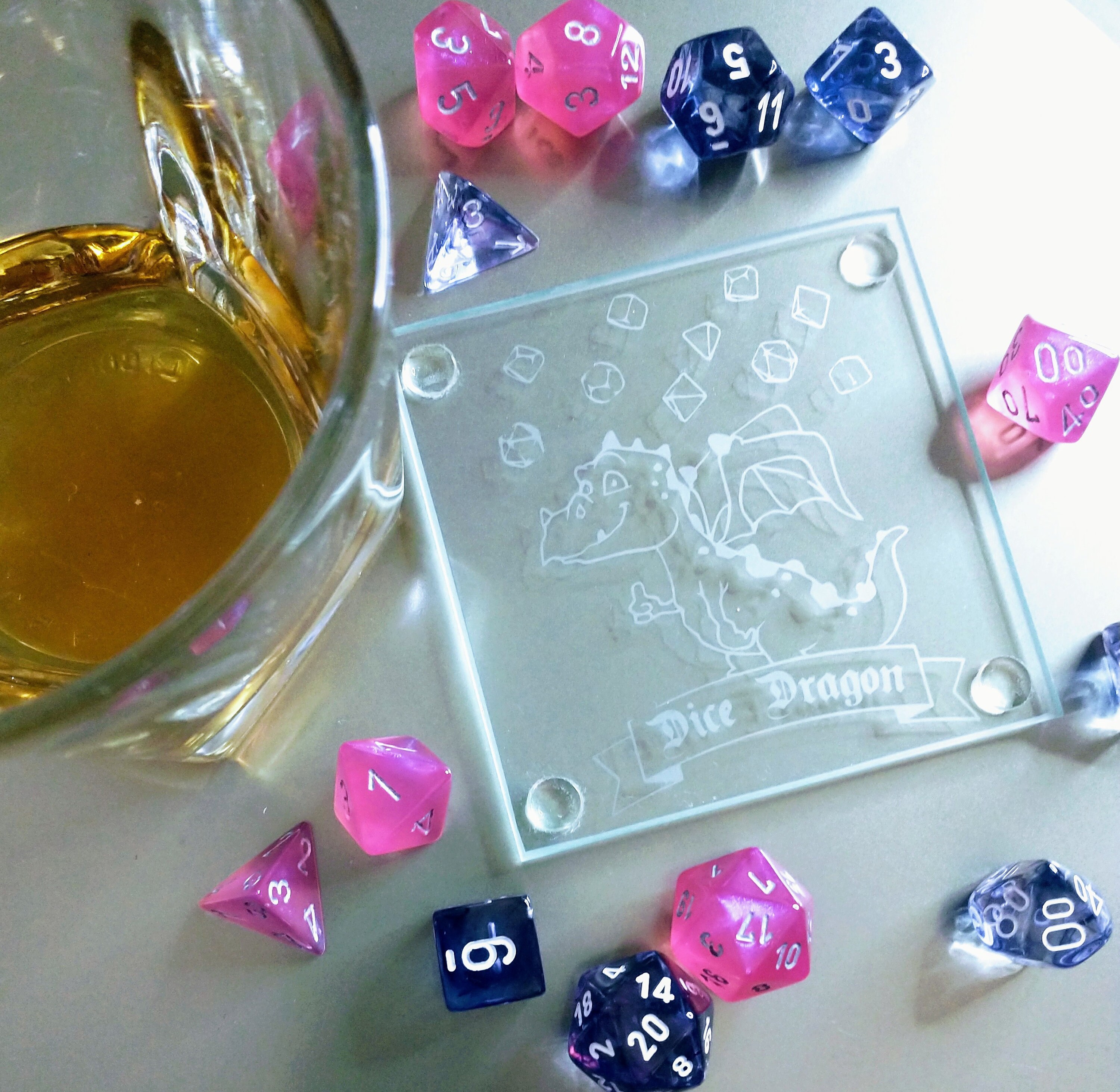 Dnd Glass Etched Coaster Dice Dragon - Etsy UK