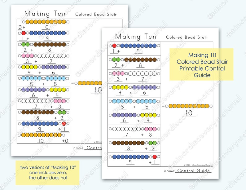 Short Bead Stair- Making 10- Montessori Extension Printable - Etsy
