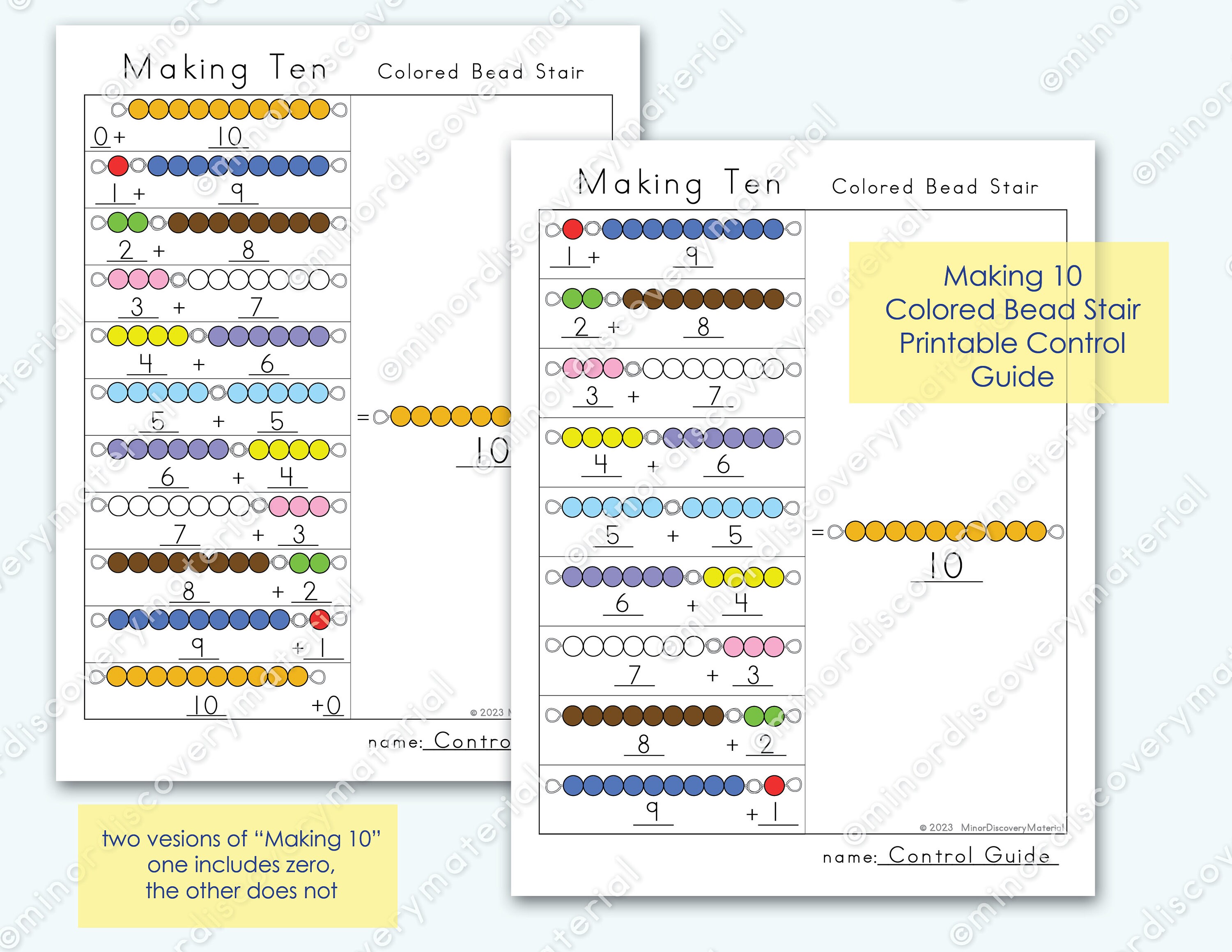 Short Bead Stair- Making 10- Montessori Extension Printable - Etsy