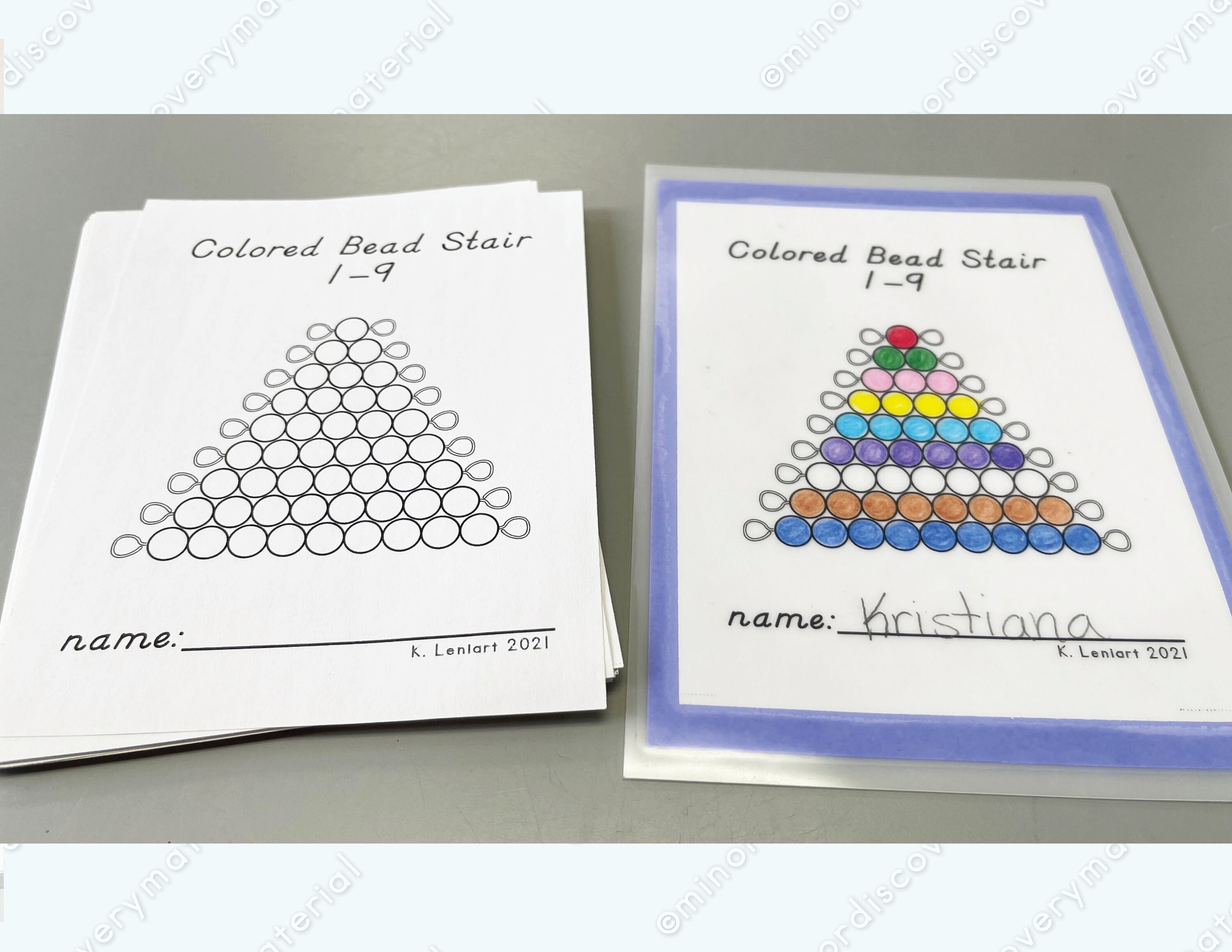 Montessori Short Colored Bead Stair Printable Work Extension - Etsy