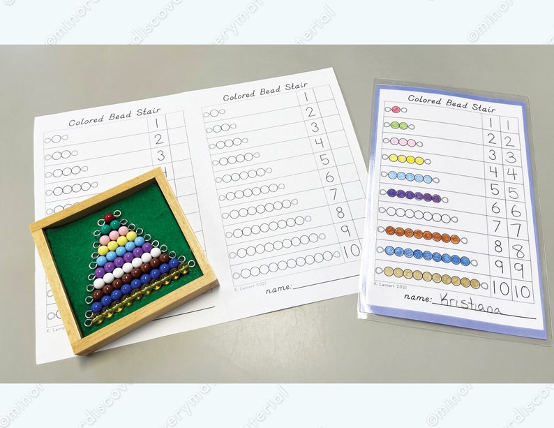 Montessori Short Colored Bead Stair Printable Work Extension - Etsy