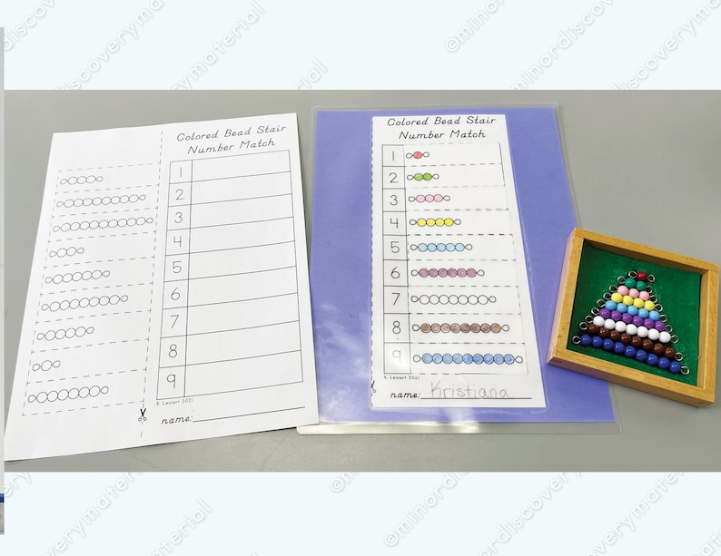 Montessori Short Colored Bead Stair Printable Work Extension - Etsy