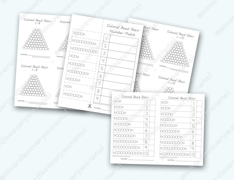 Montessori Short Colored Bead Stair Printable Work Extension - Etsy