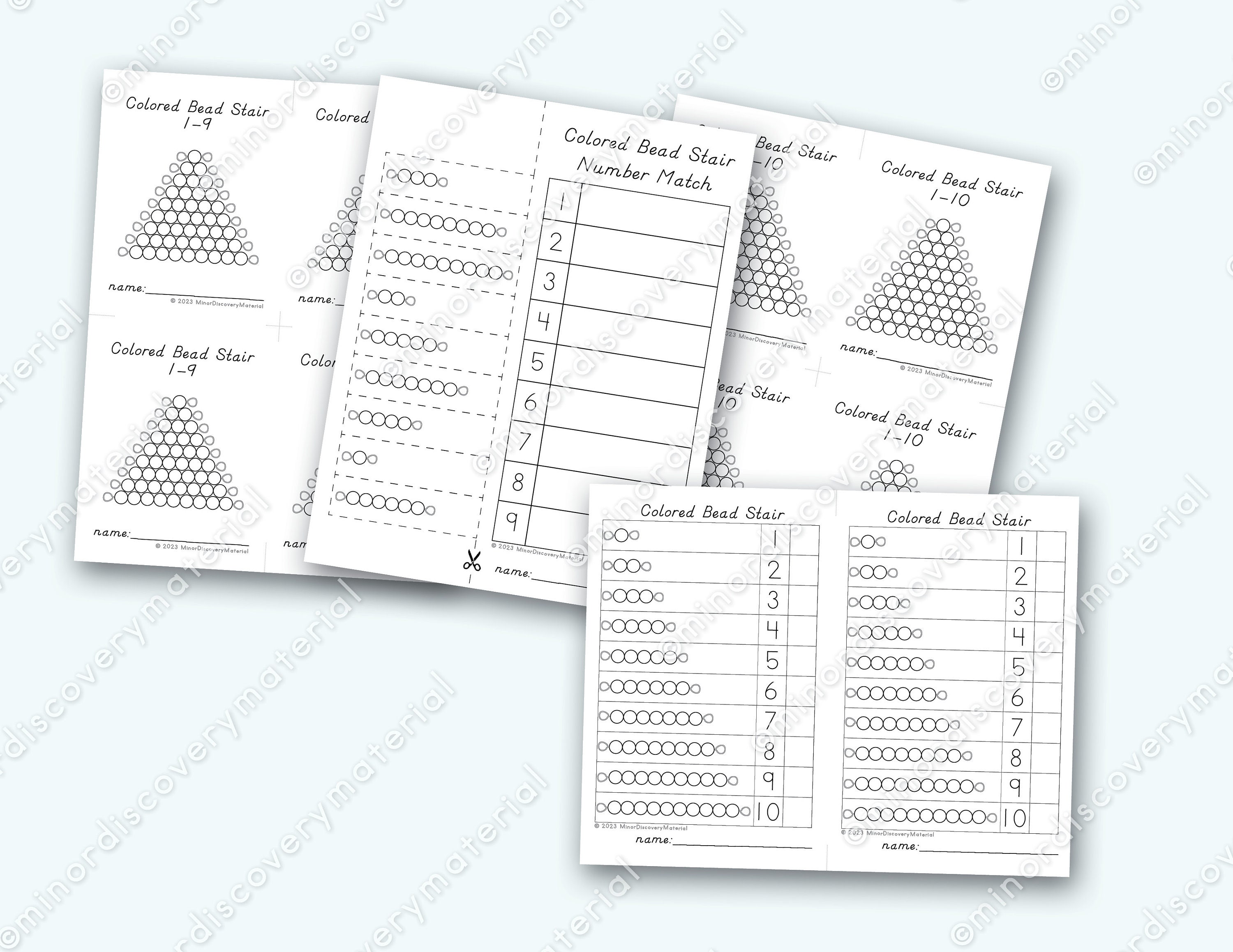 Montessori Short Colored Bead Stair Printable Work Extension - Etsy