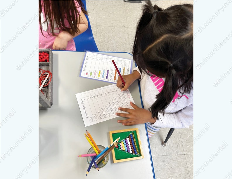 Montessori Short Colored Bead Stair Printable Work Extension - Etsy