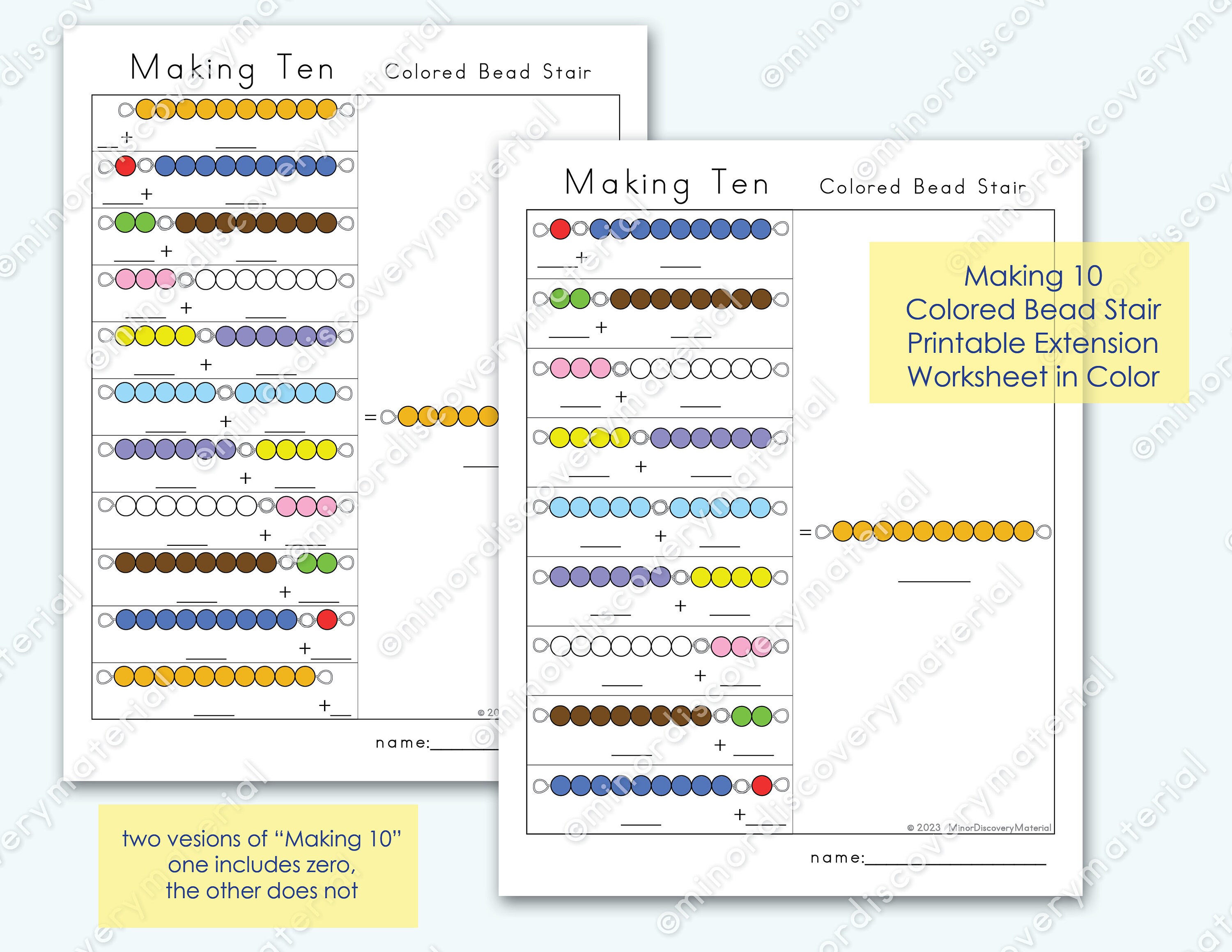 Short Bead Stair- Making 10- Montessori Extension Printable - Etsy