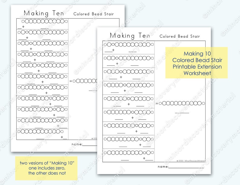 Short Bead Stair- Making 10- Montessori Extension Printable - Etsy