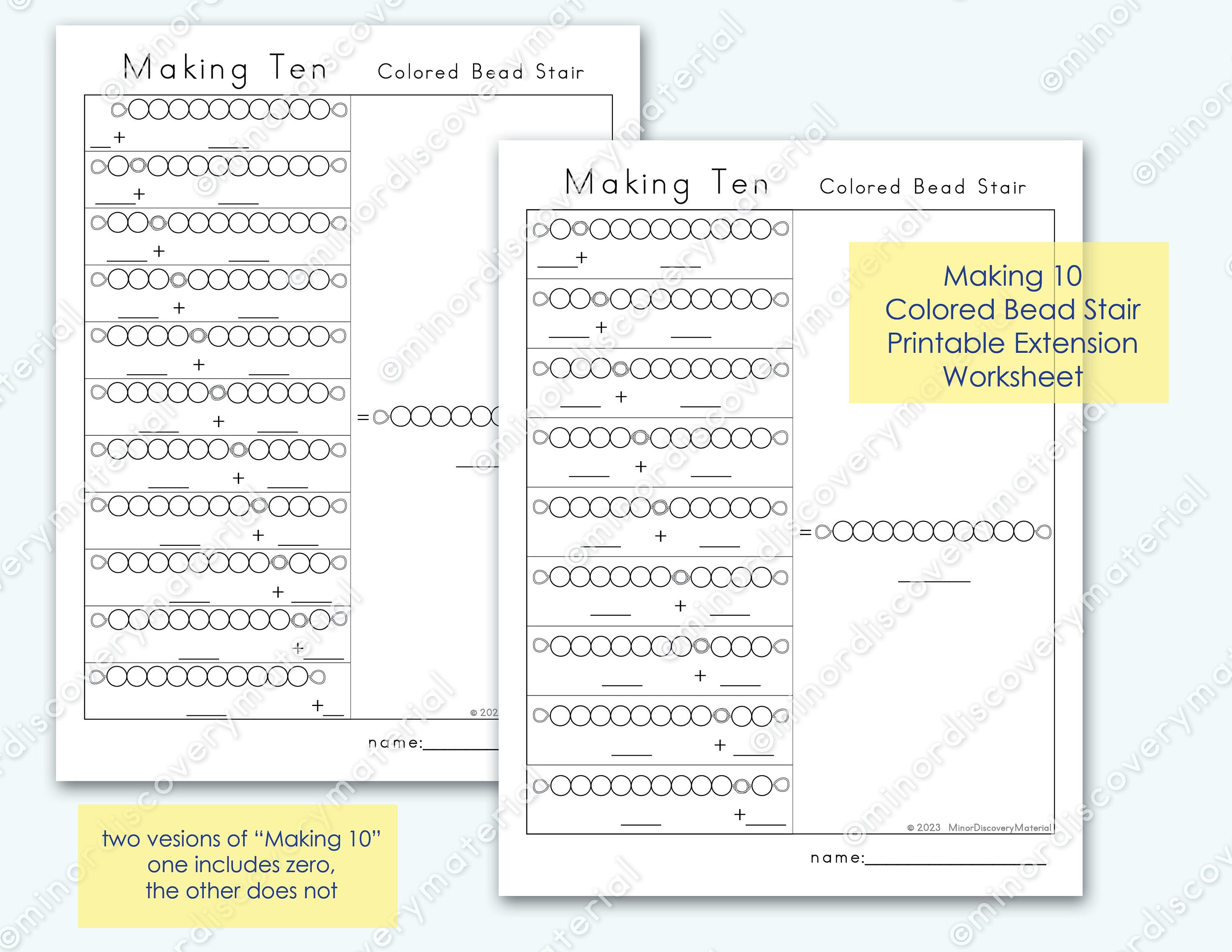 Short Bead Stair- Making 10- Montessori Extension Printable - Etsy