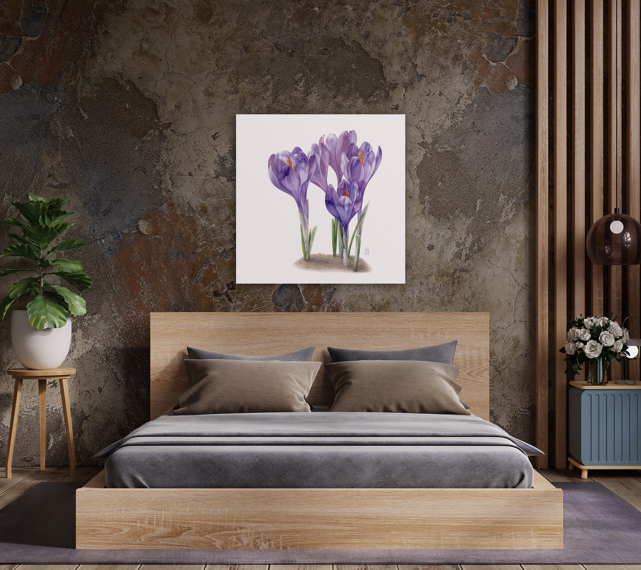 Crocus Botanical Poster, Wildflower Print, Flower Watercolor Painting ...