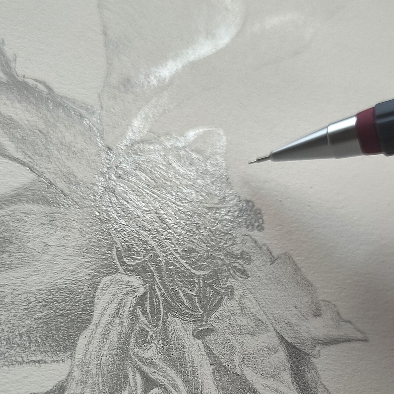 Original Artwork of Silverpoint Drawing, Original Unique Wall Art in ...