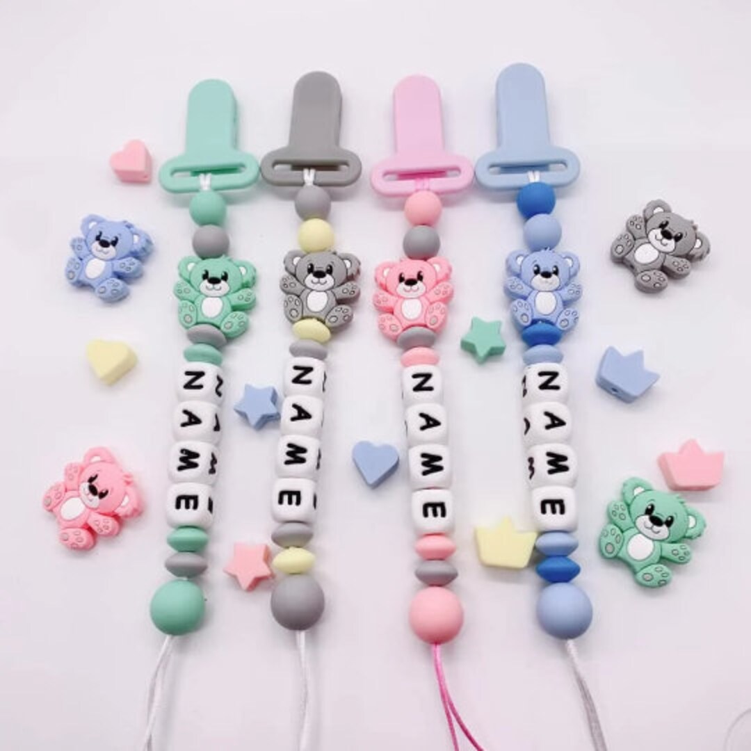 Personalized Pacifier Clip Teddy Bear - Etsy
