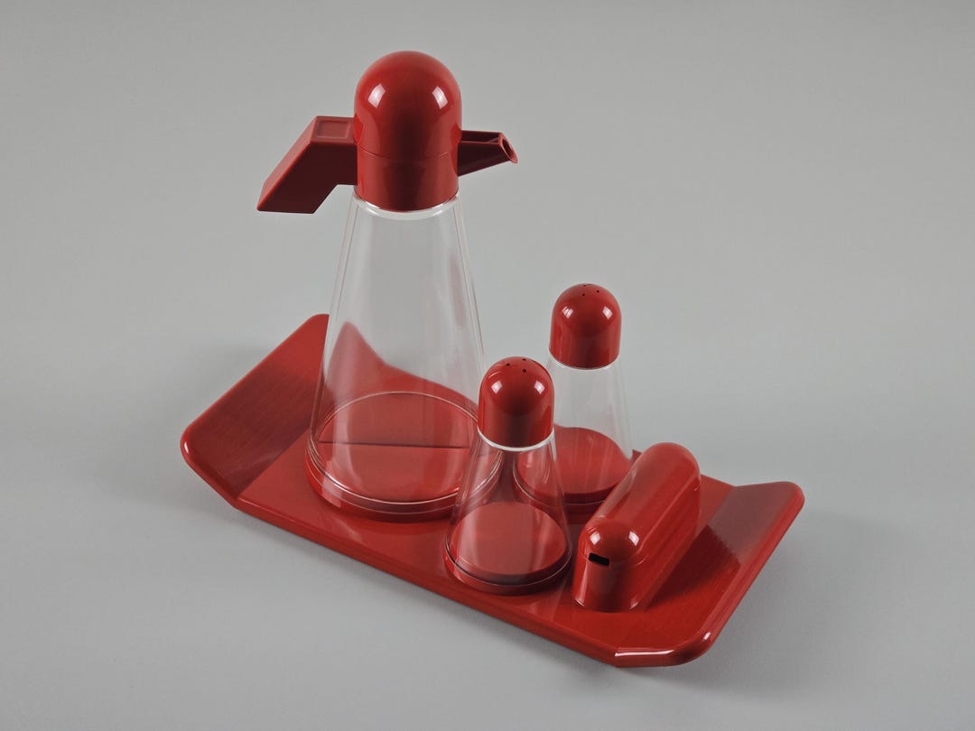Italian Space Age Modernism - Vintage BIESSE Red Cruet Set, Condiments ...