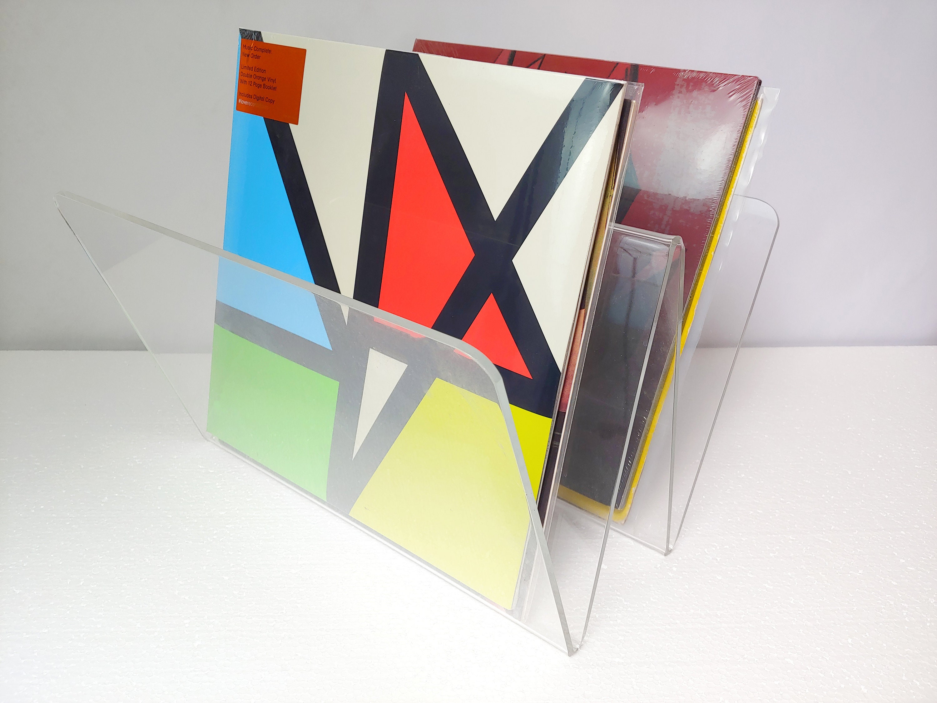 Space Age Design - Vintage Transparent Lucite Magazine Rack, Vinyl ...