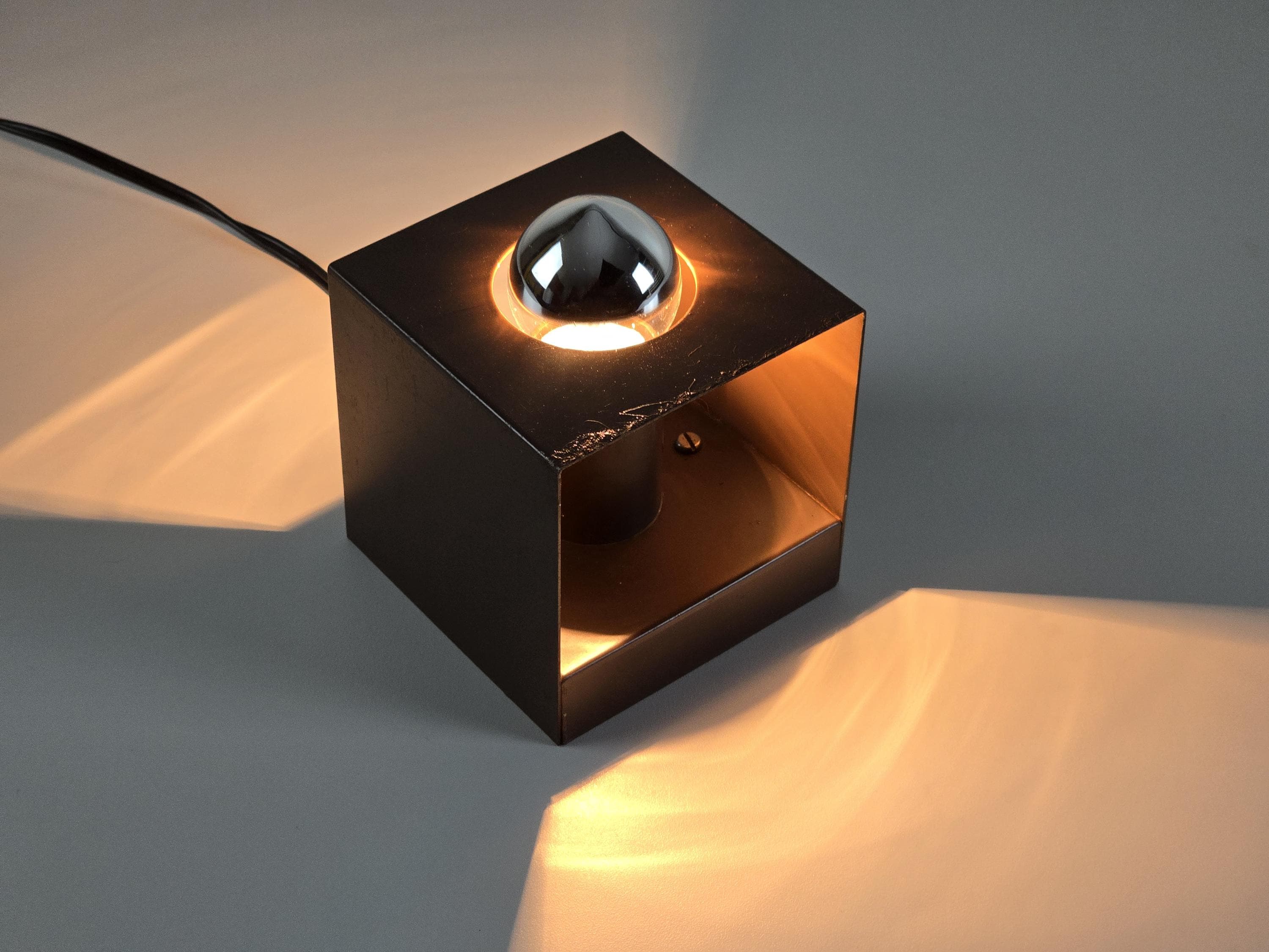 Mid Century Modern - Vintage PHILIPS NWS-67 Brown Metal Cube Light ...