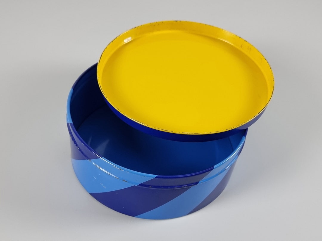 Space Age Design Vintage Funky Blue Tin Biscuit Container Box, Storage ...