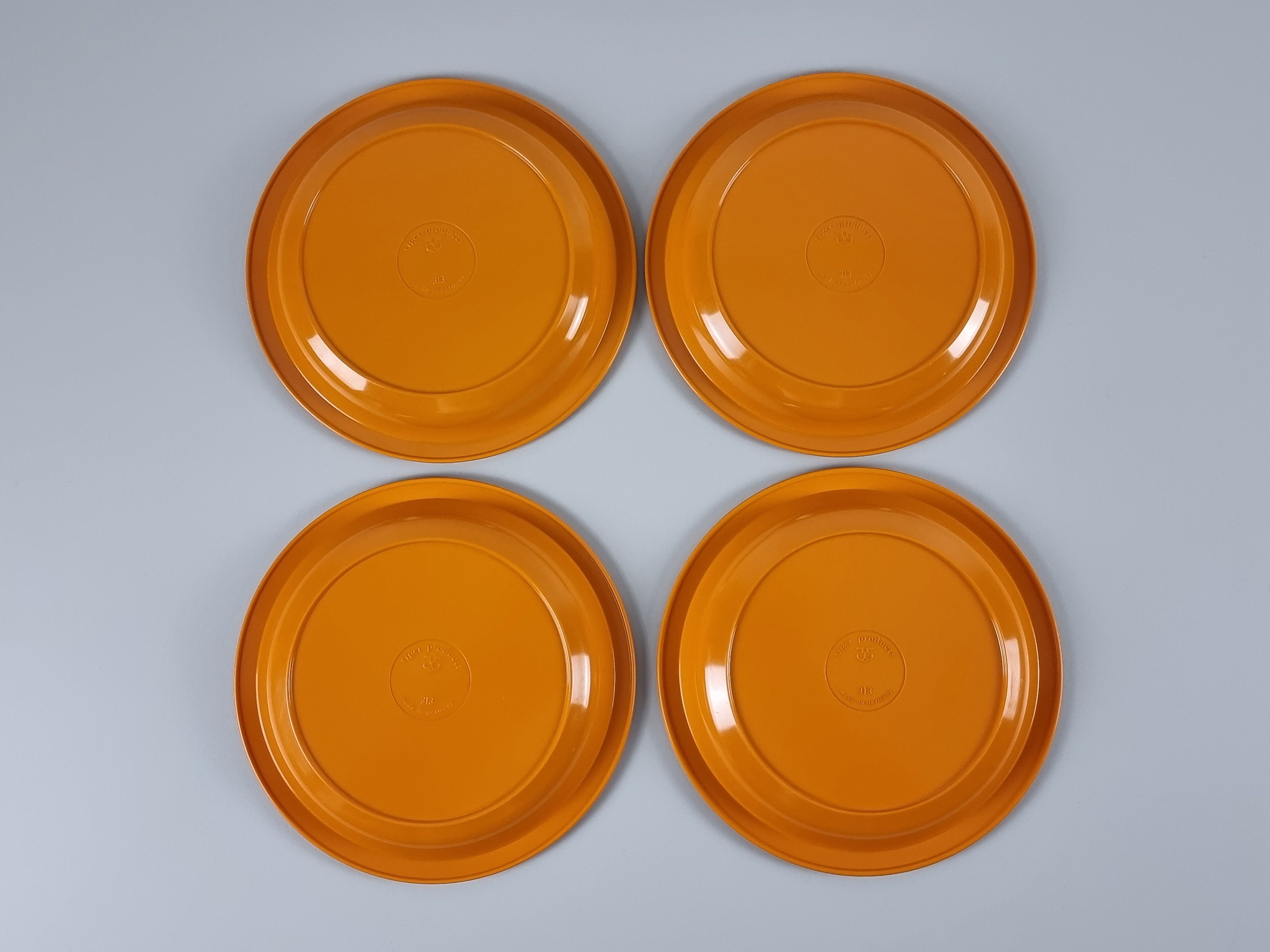Space Age Design - Set Of 4 TIGER PRODUCTS Orange Melamine Plates ...